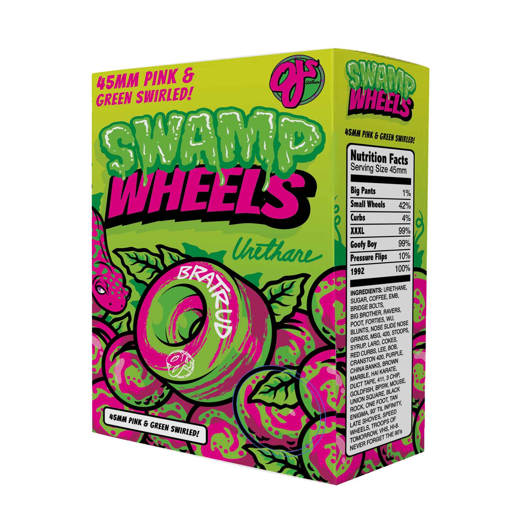 45mm Swamp Wheels Pink Green Swirl 99a OJ Wheels – Switch and Signal ...