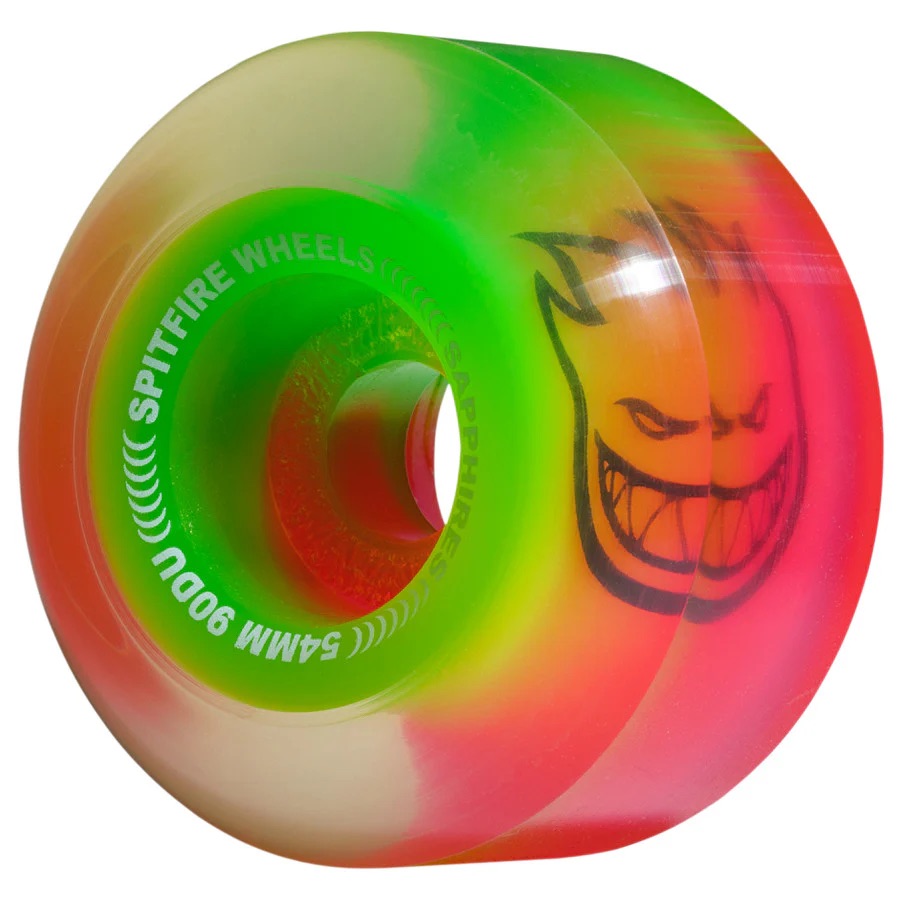 Spitfire Skateboard Wheels 90A Sapphire 50/50 Swirl Neon Pink/Green ...